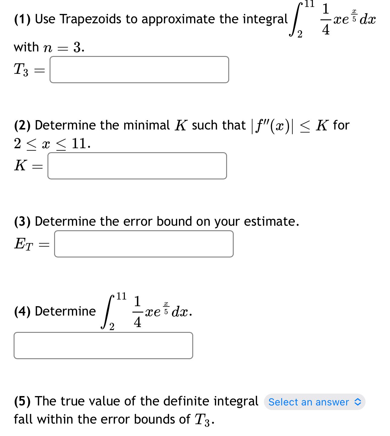 (1) ﻿Use Trapezoids to approximate the integral | Chegg.com