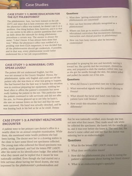 Solved Case Studies CASE STUDY 1-1: MORE EDUCATION FOR THE | Chegg.com