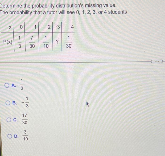 Solved determine the probability distributions missing | Chegg.com