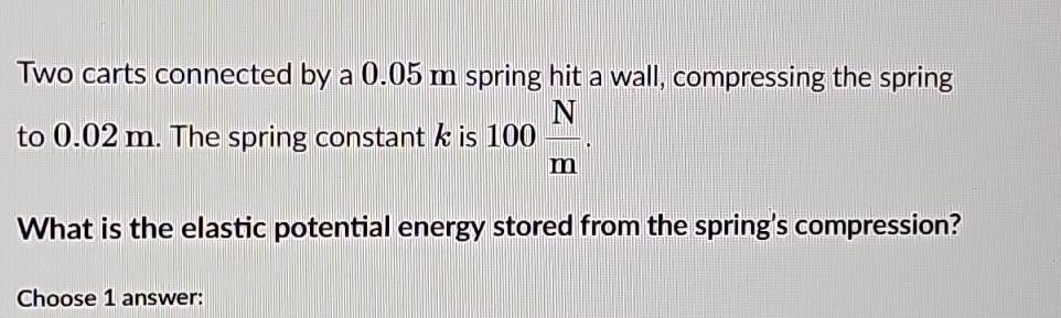 Solved Two carts connected by a 0.05m spring hit a wall, | Chegg.com