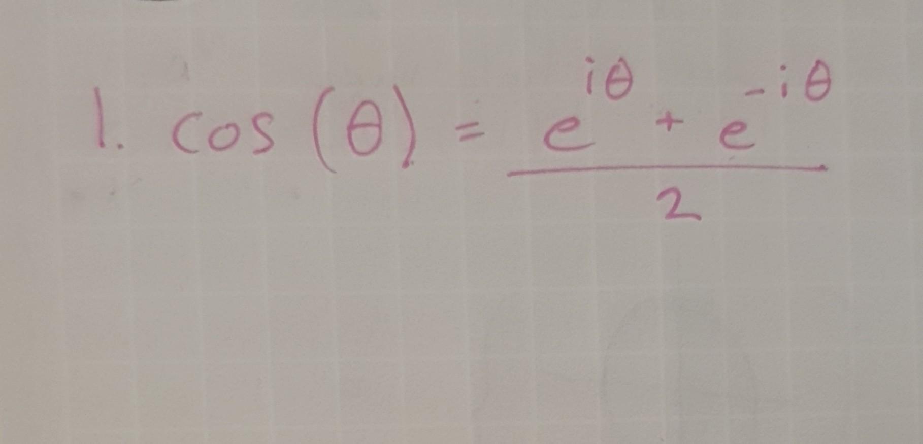 Solved cos2(v)=2cos(2v)+211. cos(θ)=2eiθ+e−iθ | Chegg.com