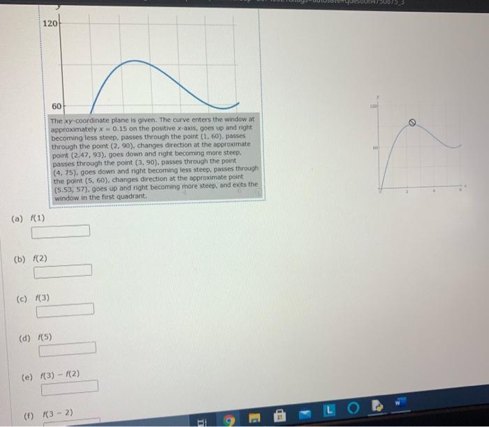 Solved 120 60 The xy-coordinate plane is given. The curve | Chegg.com