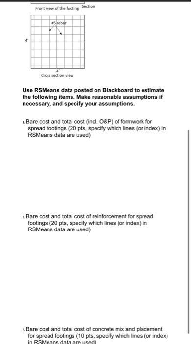 Use RSMeans data posted on Blackboard to estimate the | Chegg.com