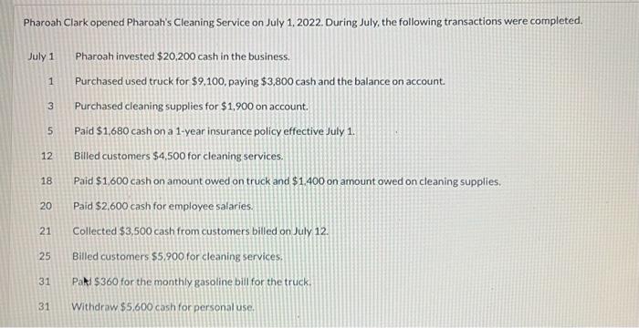 Solved Prepare a post-closing trial balance at July | Chegg.com