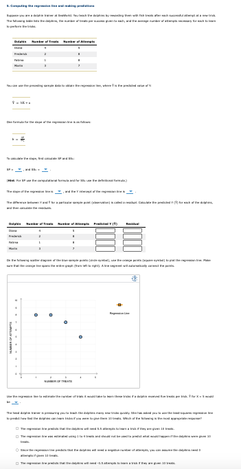 Solved Computing the regression line and making | Chegg.com