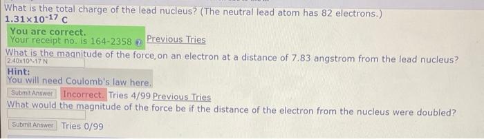 Solved What is the total charge of the lead nucleus? (The | Chegg.com