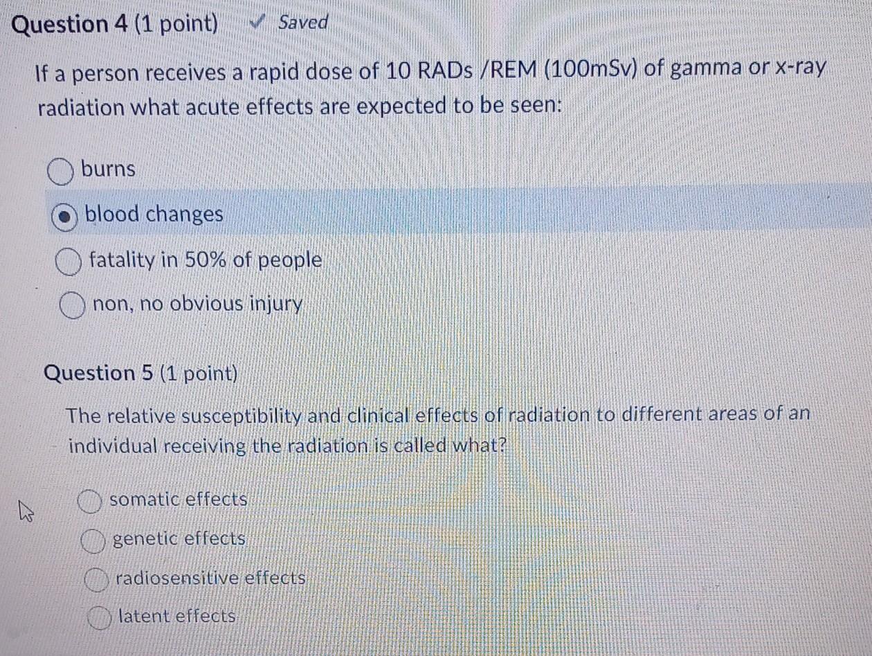 Solved If a person receives a rapid dose of 10 RADs /REM | Chegg.com
