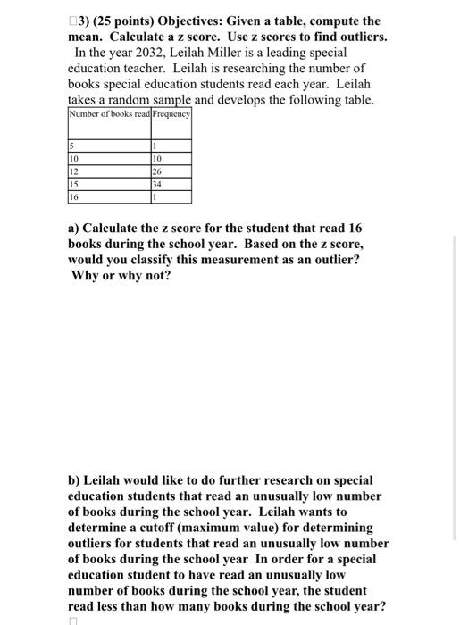 Solved 3) (25 points) Objectives: Given a table, compute the | Chegg.com