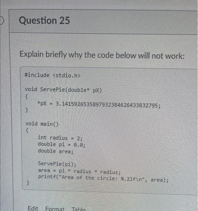 Solved Explain briefly why the code below will not work: | Chegg.com