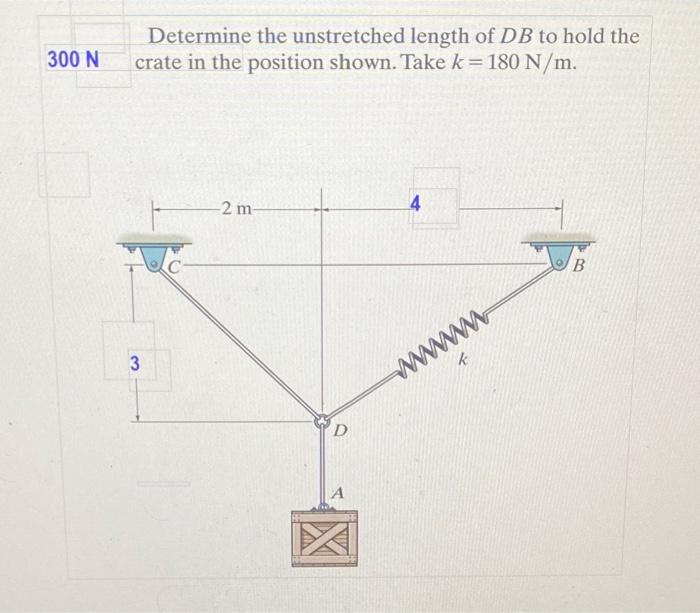 Solved Determine the unstretched length of DB to hold the | Chegg.com