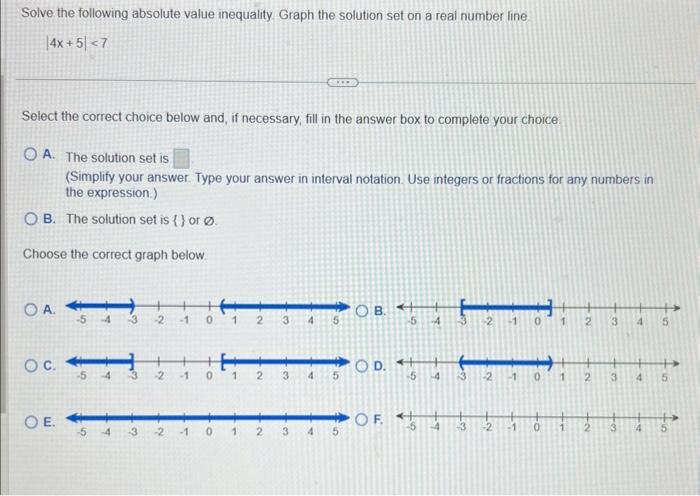 Solved Solve the following absolute value inequality. Graph | Chegg.com