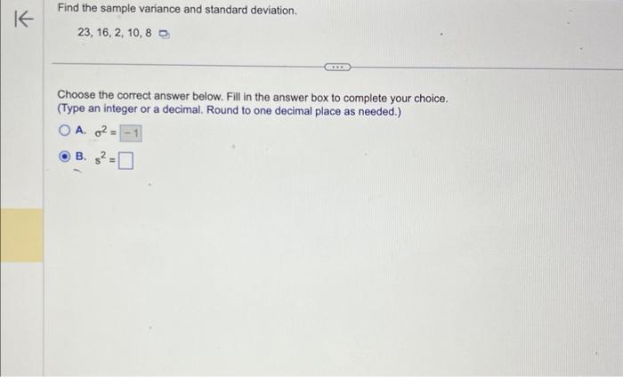 Solved Find the sample variance and standard deviation. | Chegg.com