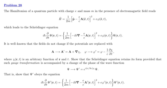 Solved Problem 28 The Hamiltonian of a quantum particle with | Chegg.com