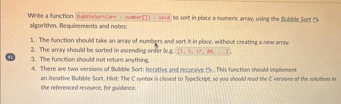 Solved Write A Function To Sort In Place A Numeric Array 3792