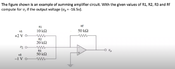Solved The figure shown is an example of summing amplifier | Chegg.com