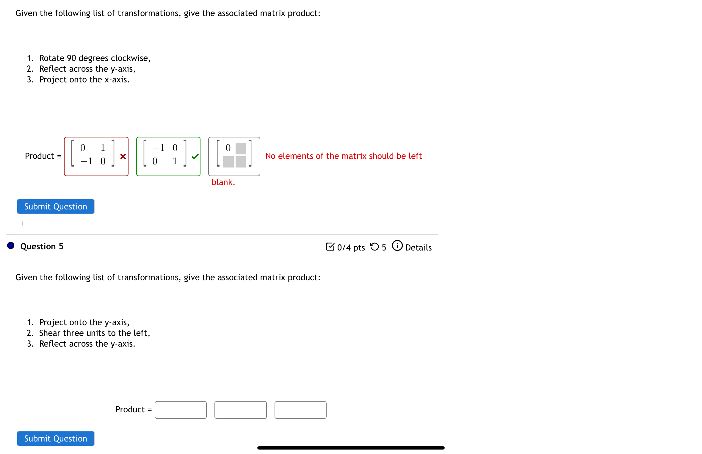 Solved Given the following list of transformations, give the | Chegg.com