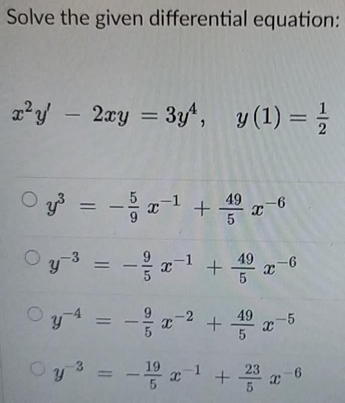 Solved Solve the given differential equation: x2y - 2xy = | Chegg.com
