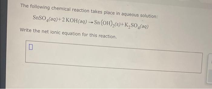 Solved The following chemical reaction takes place in | Chegg.com