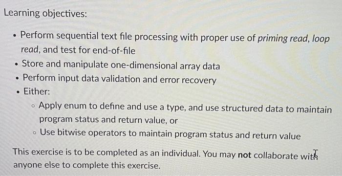 Solved Learning objectives: • Perform sequential text file | Chegg.com