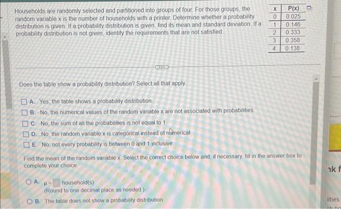 Solved Households are randomly selected and partitioned into | Chegg.com