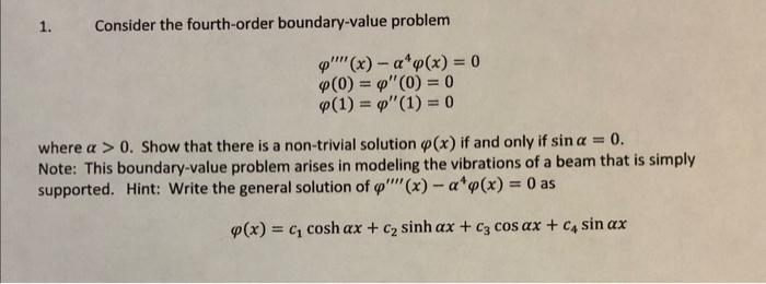 Solved 1 Consider The Fourth Order Boundary Value Problem