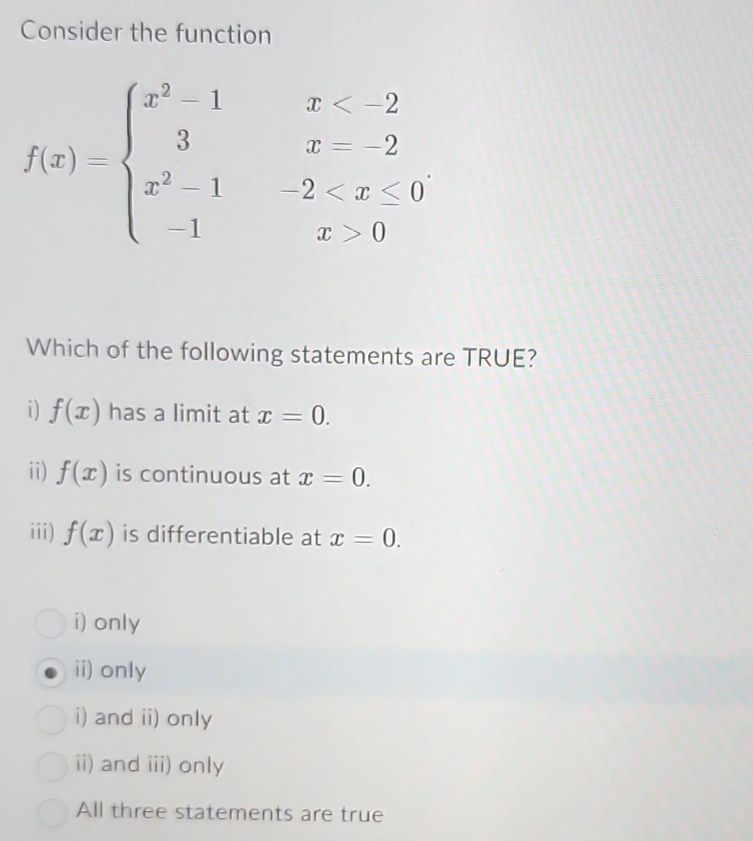 Solved Consider the function f(x)=⎩⎨⎧x2−13x2−1−1x