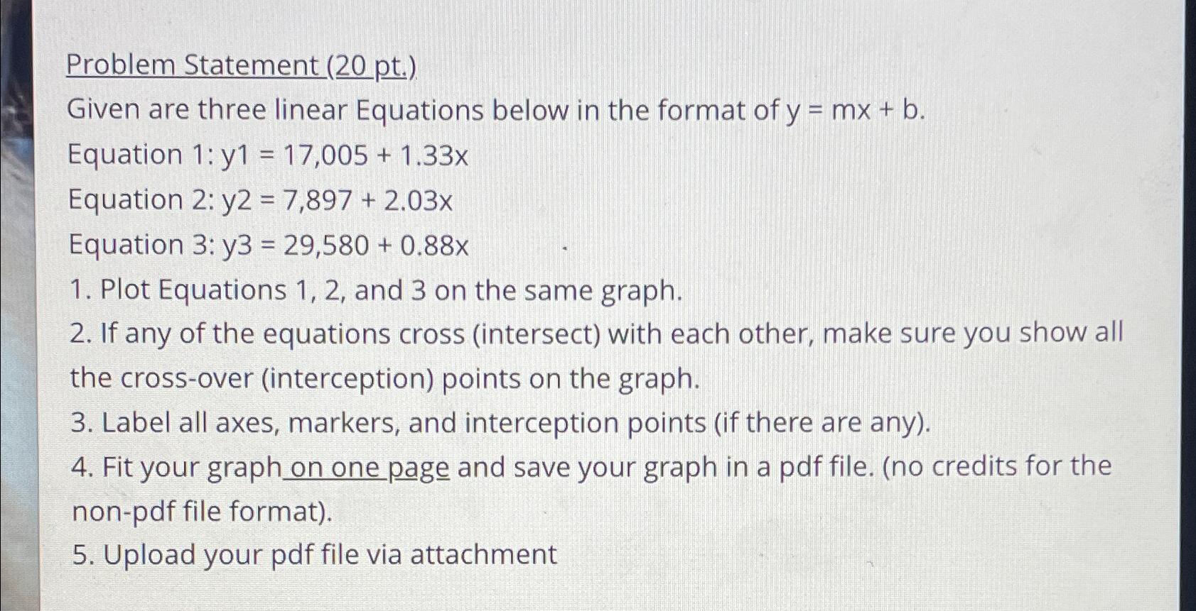 Solved Problem Statement (20 pt.)\\nGiven are three linear | Chegg.com