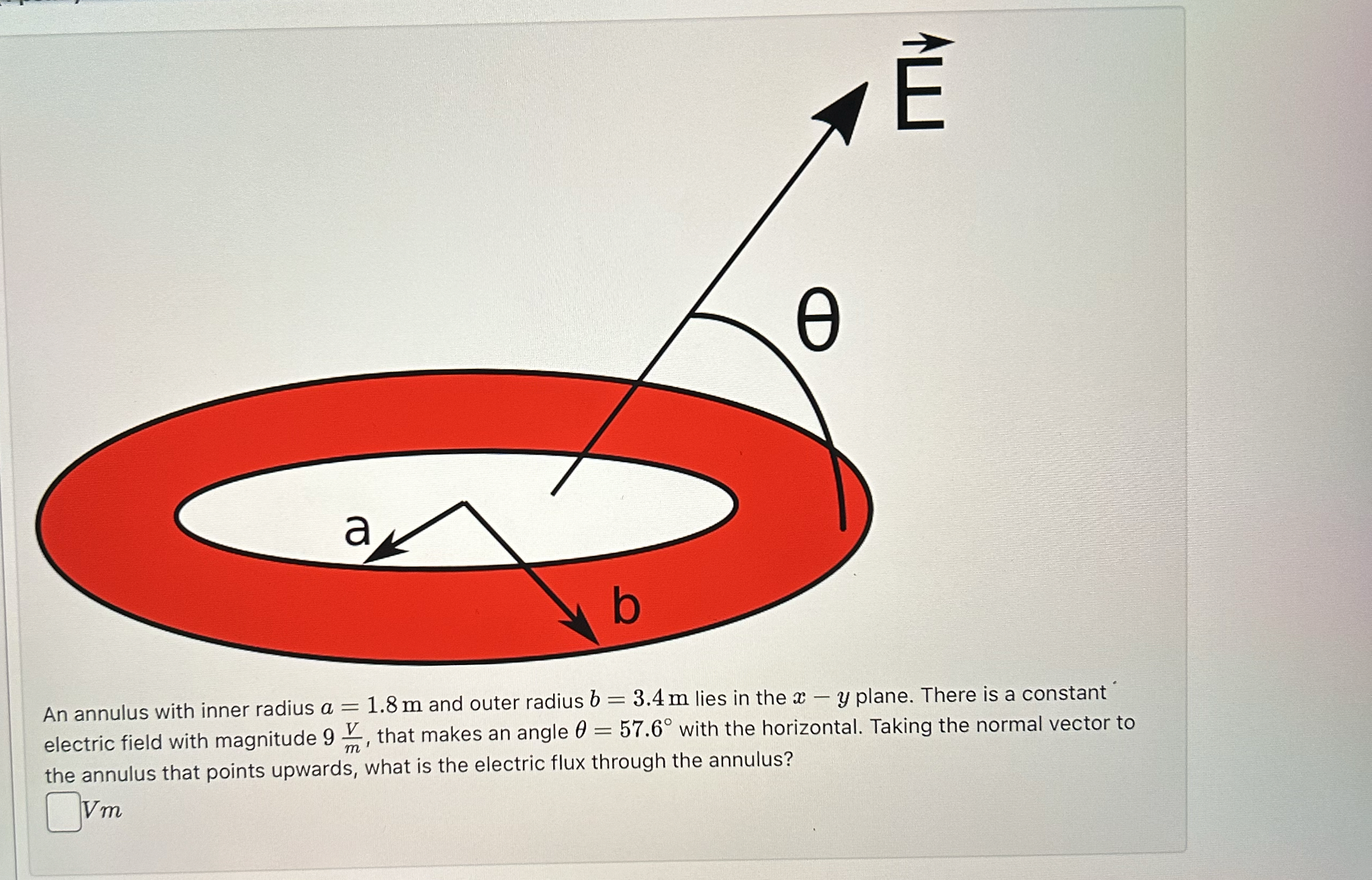 Solved An annulus with inner radius a=1.8m ﻿and outer radius | Chegg.com