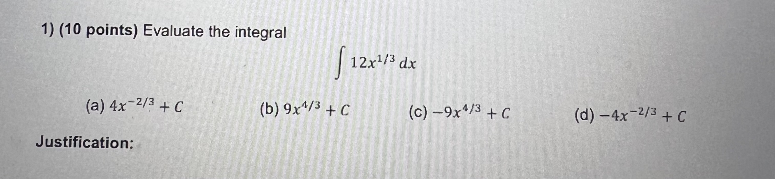Solved (10 ﻿points) ﻿Evaluate the | Chegg.com