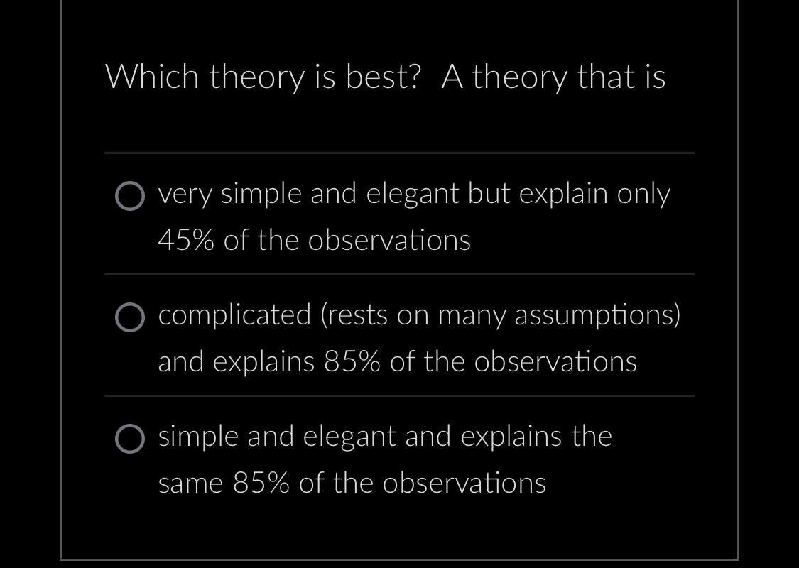 Solved Which theory is best? A theory that isvery simple and | Chegg.com