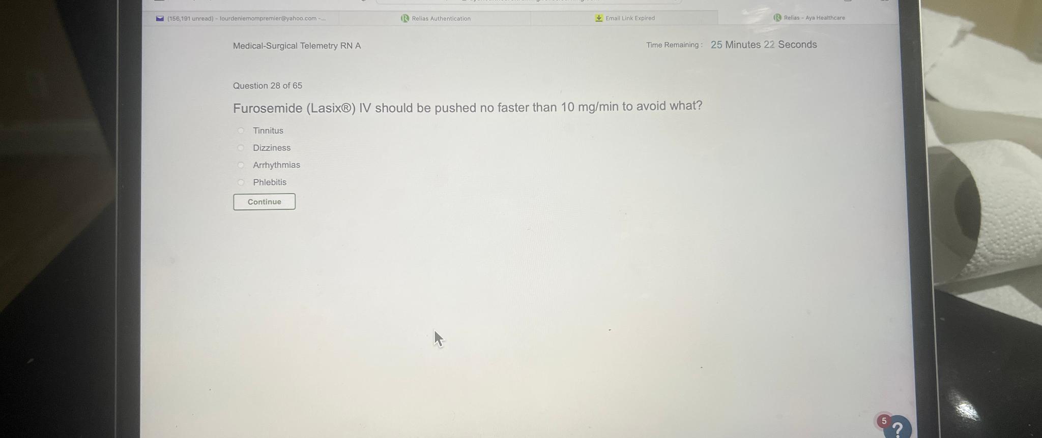 Solved Medical-Surgical Telemetry RN ATime Remaining :25 | Chegg.com