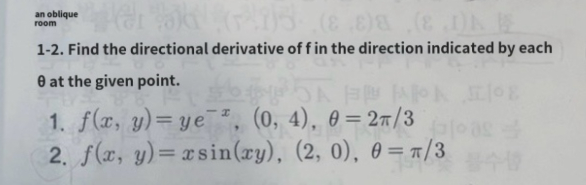 Solved an obliqueroom1-2. ﻿Find the directional derivative | Chegg.com