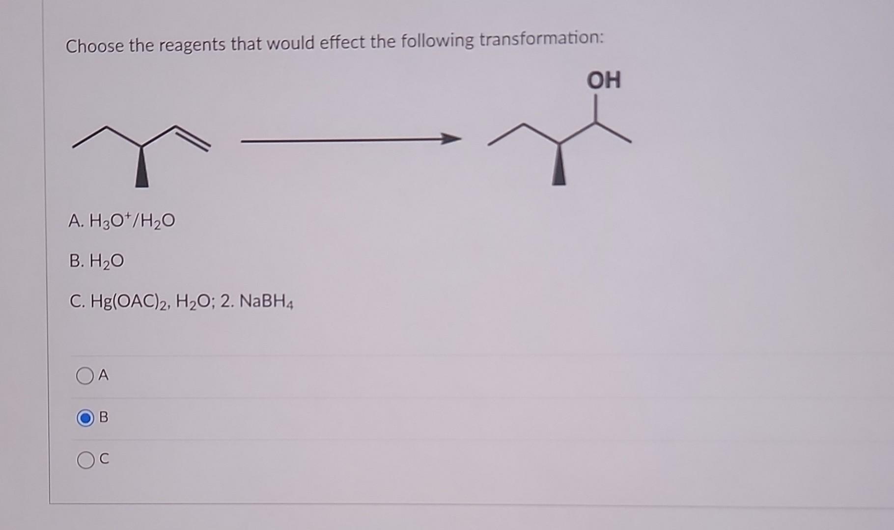 Solved Choose the reagents that would effect the following | Chegg.com