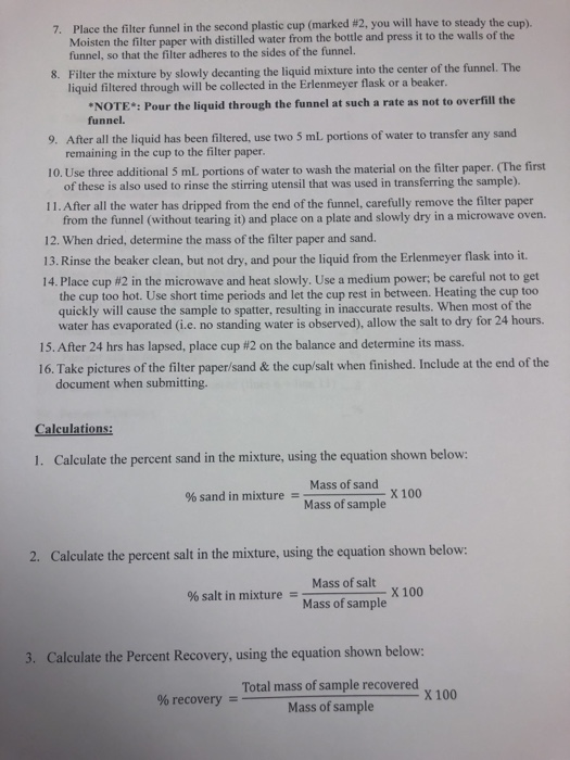 Separation of Salt and Sand, Experiment 3 | Chegg.com