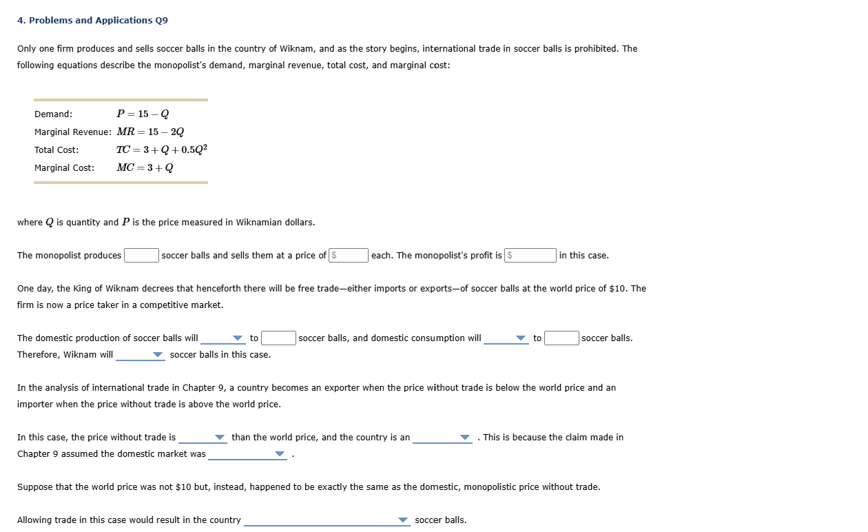 Solved 4. ﻿Problems and Applications Q9Only one firm | Chegg.com
