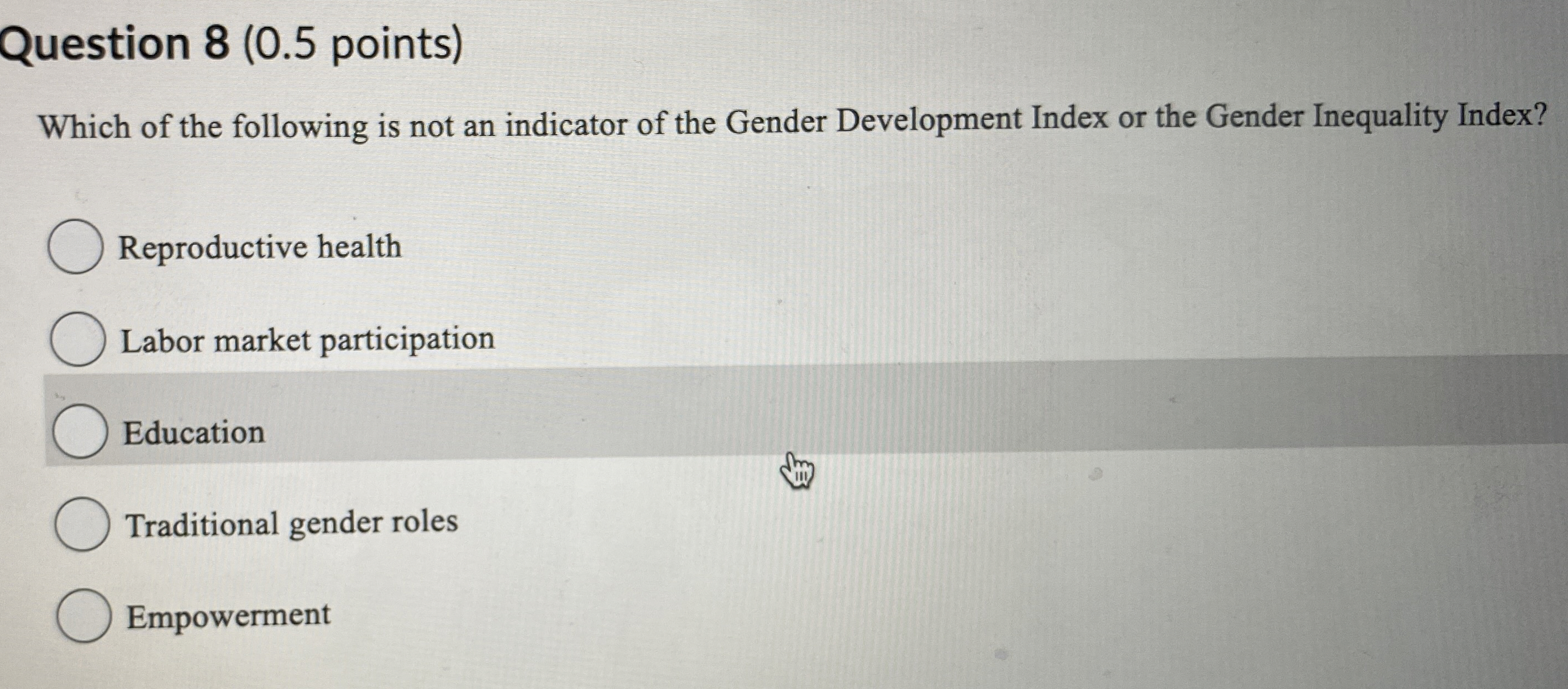 Solved Question 8 ( 0.5 ﻿points)Which of the following is | Chegg.com