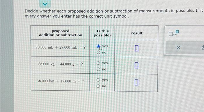 Solved Decide whether each proposed addition or subtraction | Chegg.com