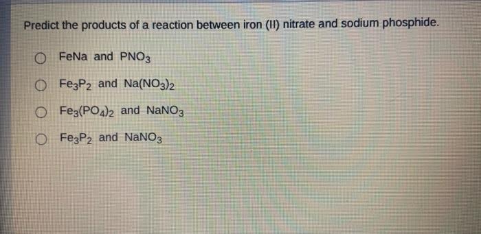 Solved Predict the products of a reaction between iron (II) | Chegg.com