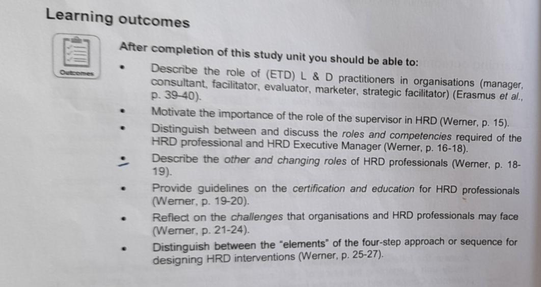 Solved Learning outcomes Outcomes After completion of this | Chegg.com