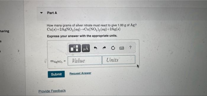 Solved Part A haring How many grams of silver nitrate must | Chegg.com