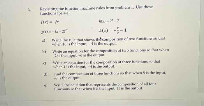 Revisiting the function machine rules from problem 1 | Chegg.com