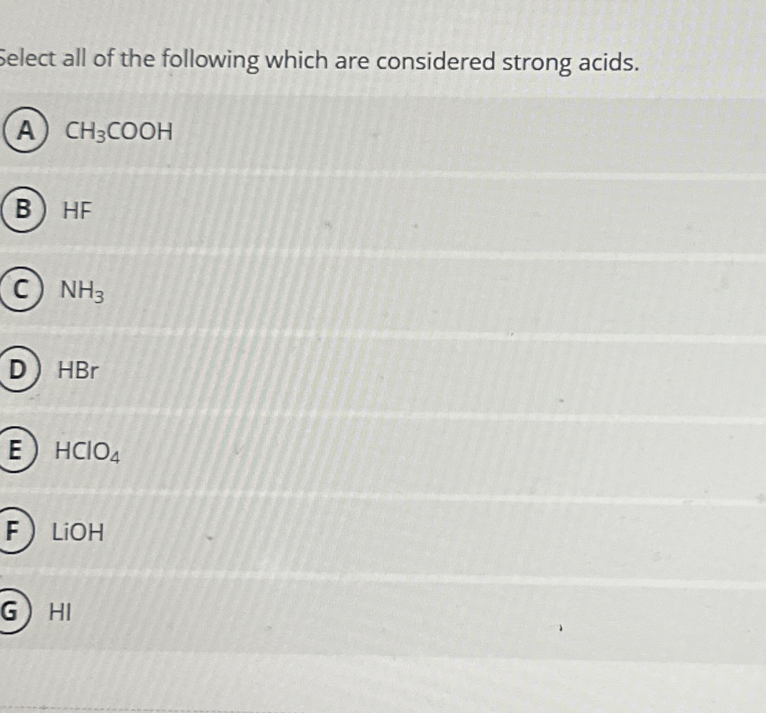 Solved elect all of the following which are considered | Chegg.com