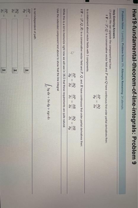 Solved Hw19-fundamental-theorem-of-line-integrals: Problem 9 | Chegg.com