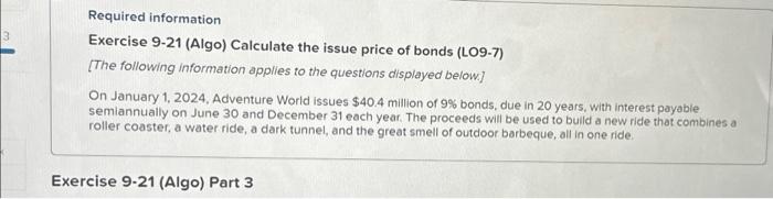 Solved Required information Exercise 9-21 (Algo) Calculate | Chegg.com