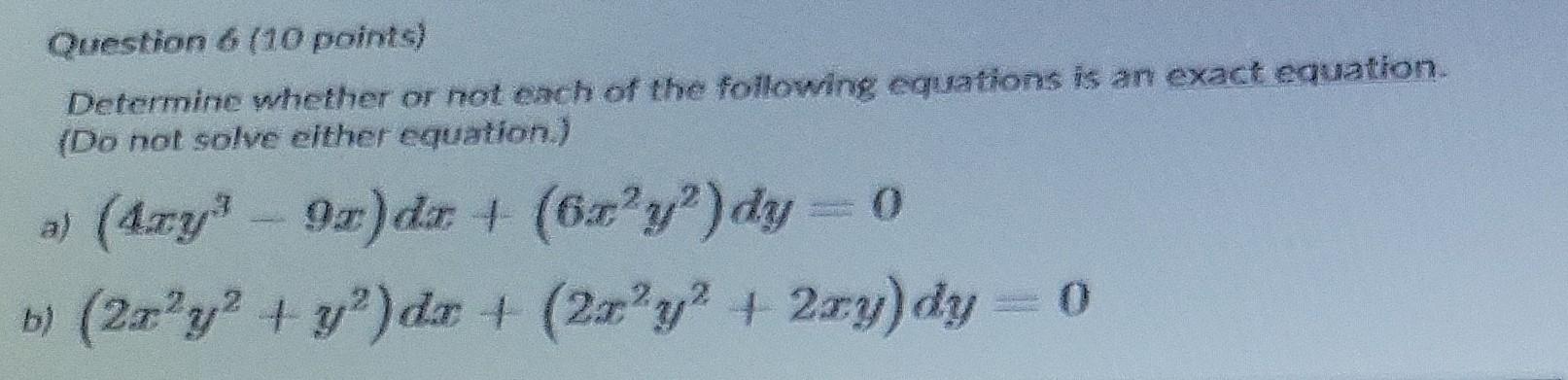 Solved Question 6 (10 points) Determine whether or not each | Chegg.com