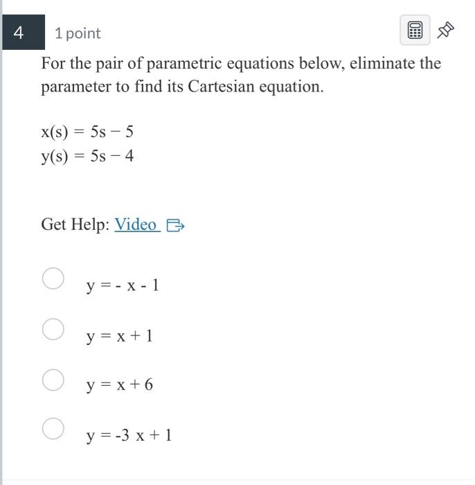 Solved For the pair of parametric equations below, eliminate | Chegg.com
