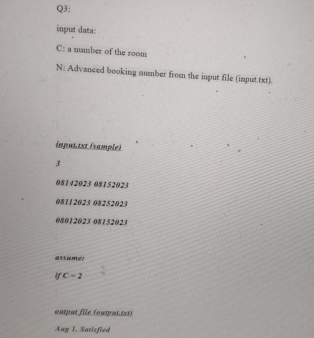 Q3: input data: C: a number of the room \\( | Chegg.com