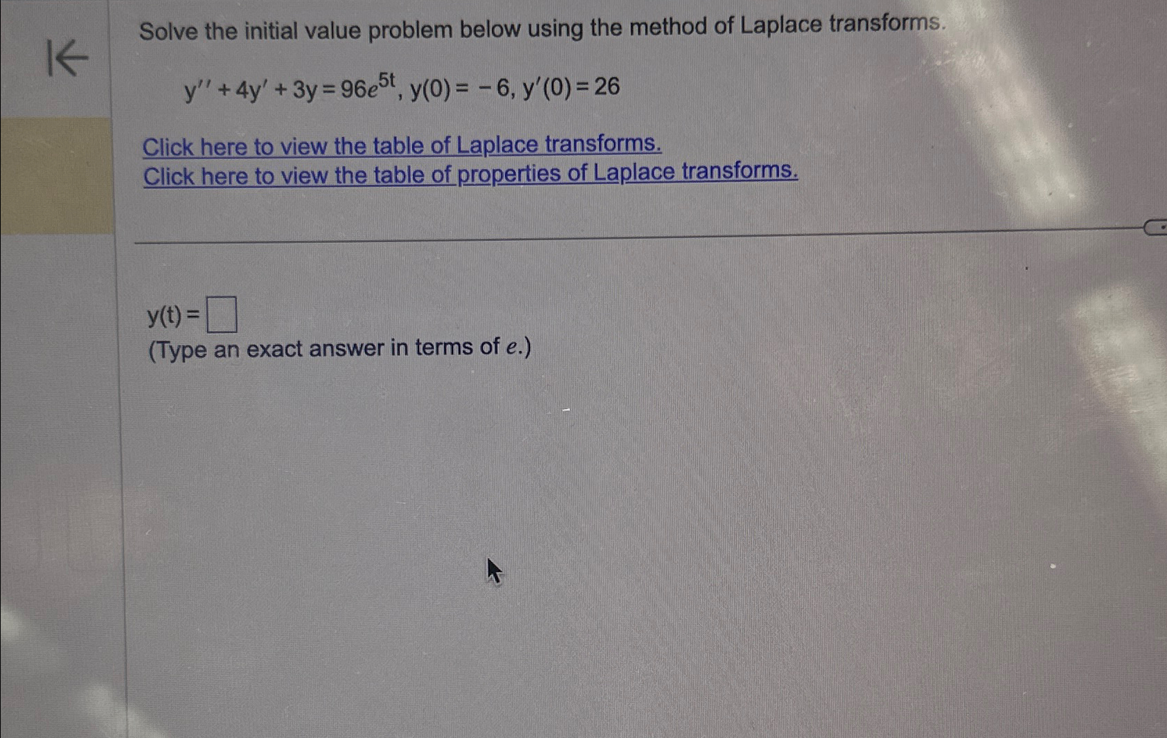 Solved Solve the initial value problem below using the | Chegg.com