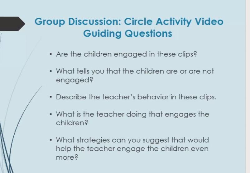 Solved Group Discussion: Circle Activity Video Guiding | Chegg.com