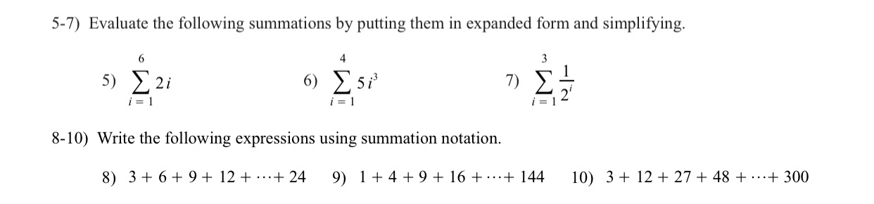 Solved 5-7) ﻿Evaluate the following summations by putting | Chegg.com
